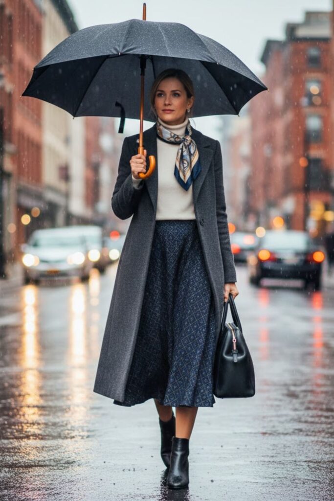 15+ Rainy Day Office Outfit Ideas to Stay Stylish & Professional