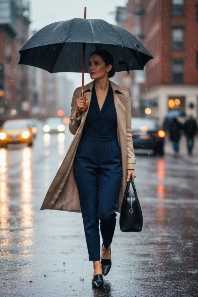 15+ Rainy Day Office Outfit Ideas to Stay Stylish & Professional
